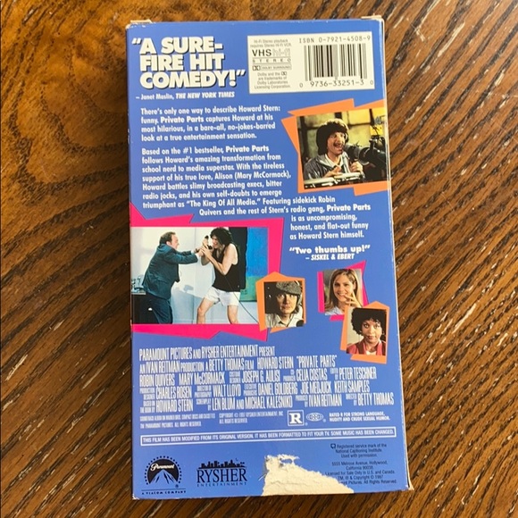 Paramount | Other | Howard Stern Private Parts Vhs Tape Rated R 997 ...